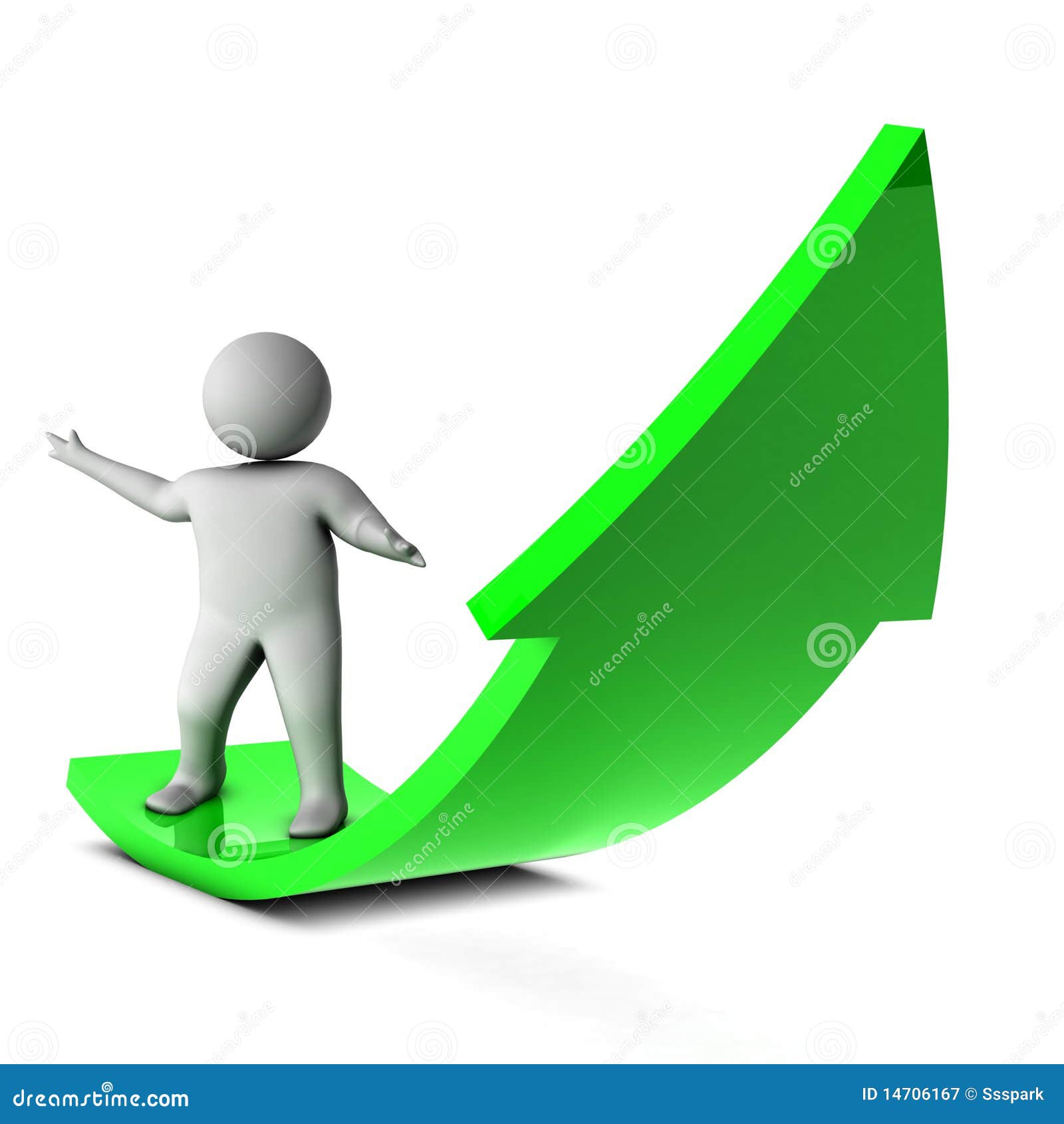 3d man on green arrow stock illustration. Illustration of abstract ...