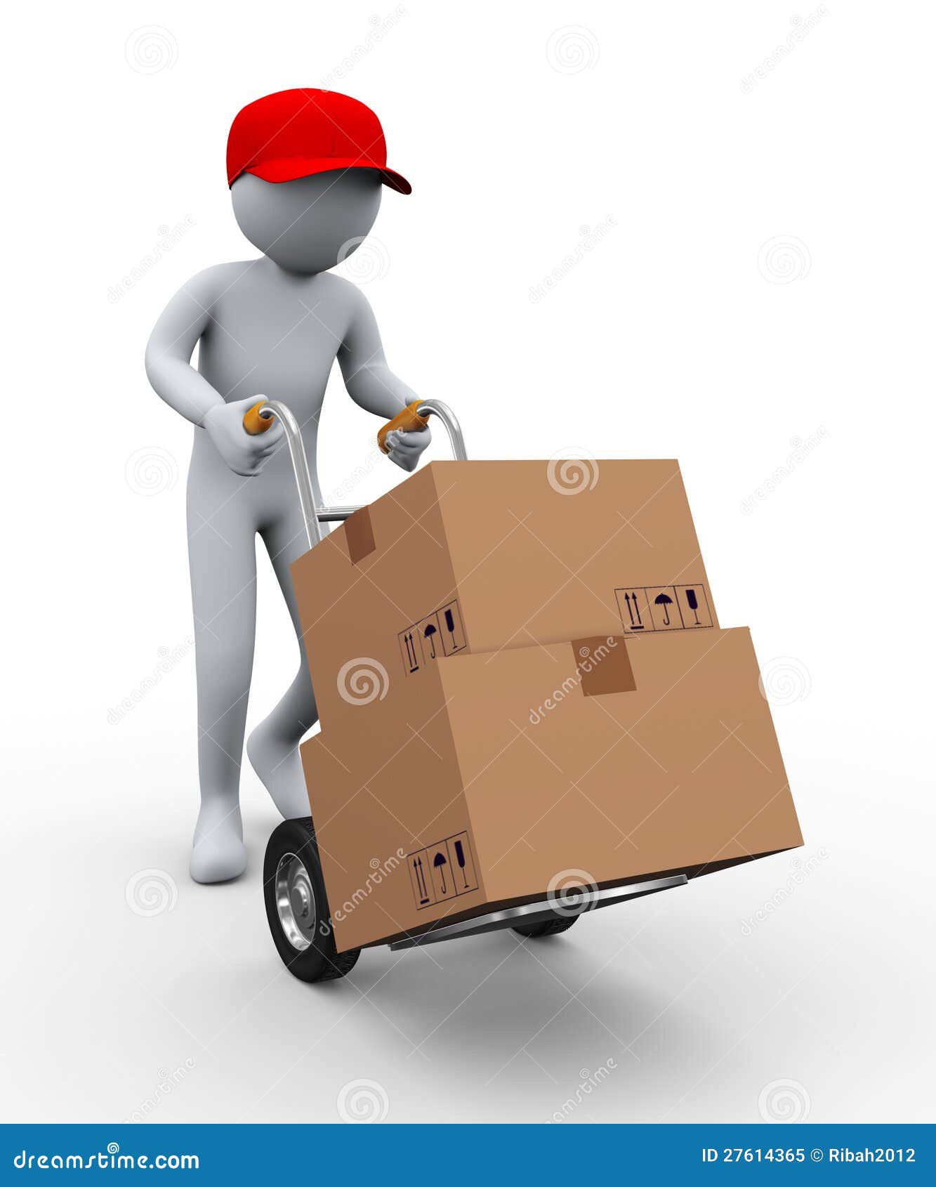 3d man hand truck boxes stock illustration. Illustration of carrier ...