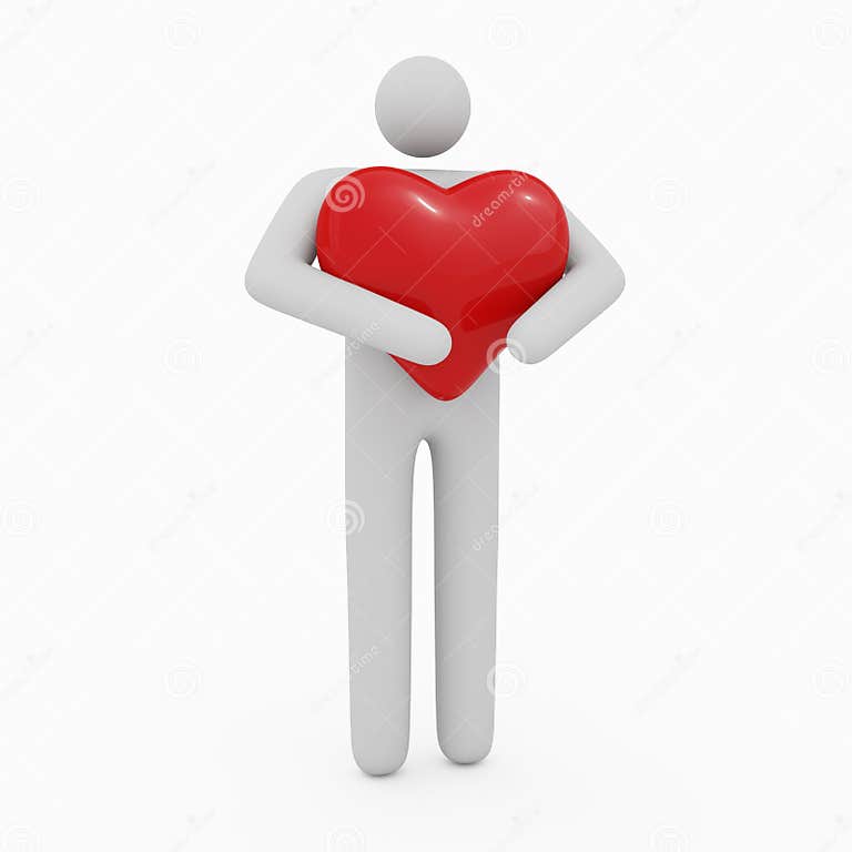 3D Man & Heart stock illustration. Illustration of symbol - 28520624