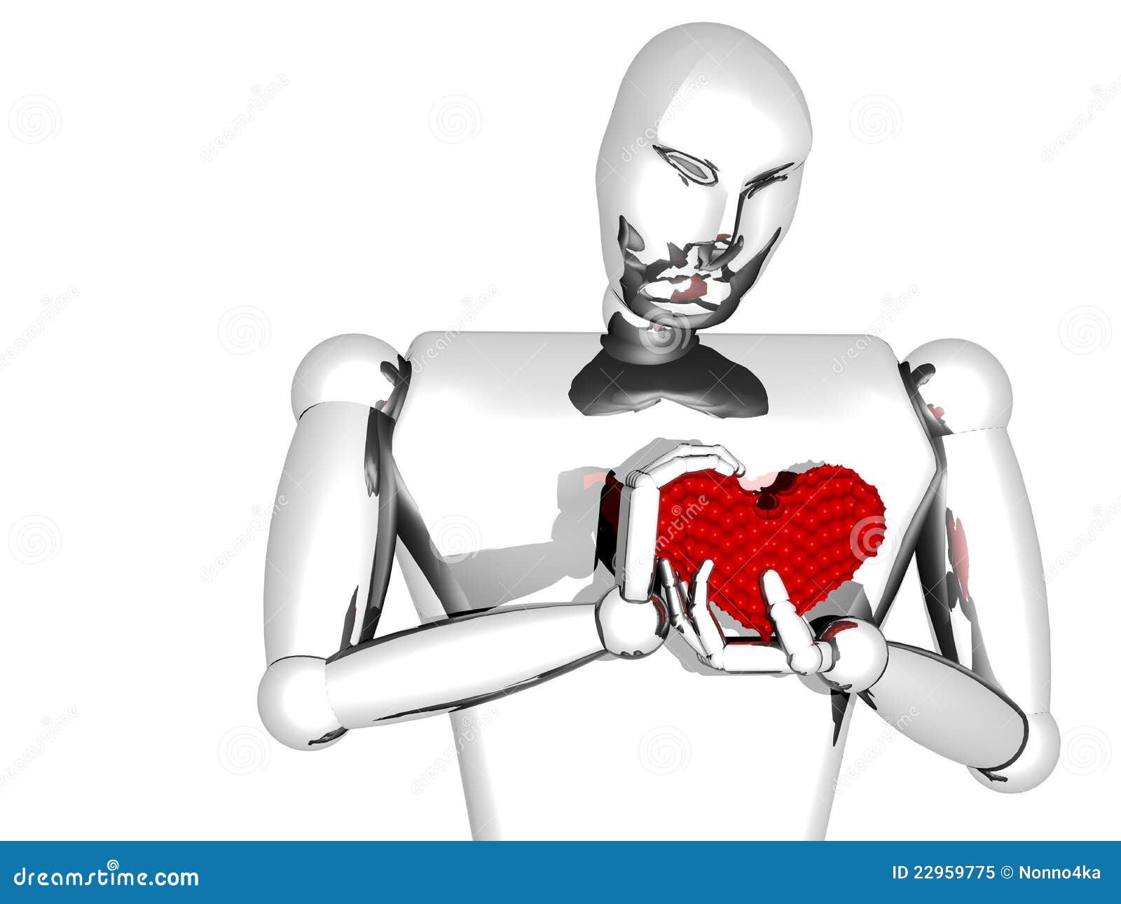 3D man with heart in hands stock illustration. Illustration of lover ...