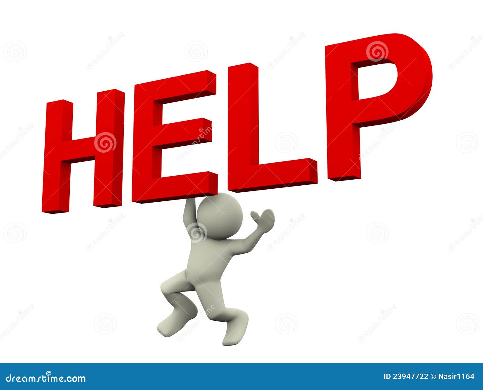 3d man help text stock illustration. Illustration of cartoon - 23947722