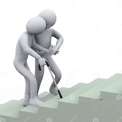 3d man helping old man stock illustration. Illustration of mature ...