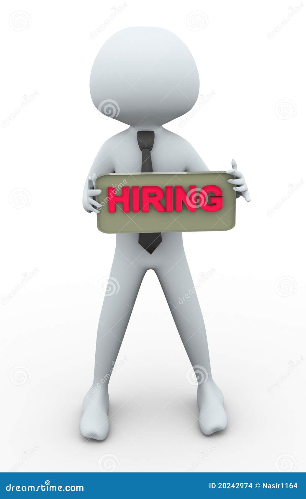 3d man with hiring banner stock illustration. Illustration of ...
