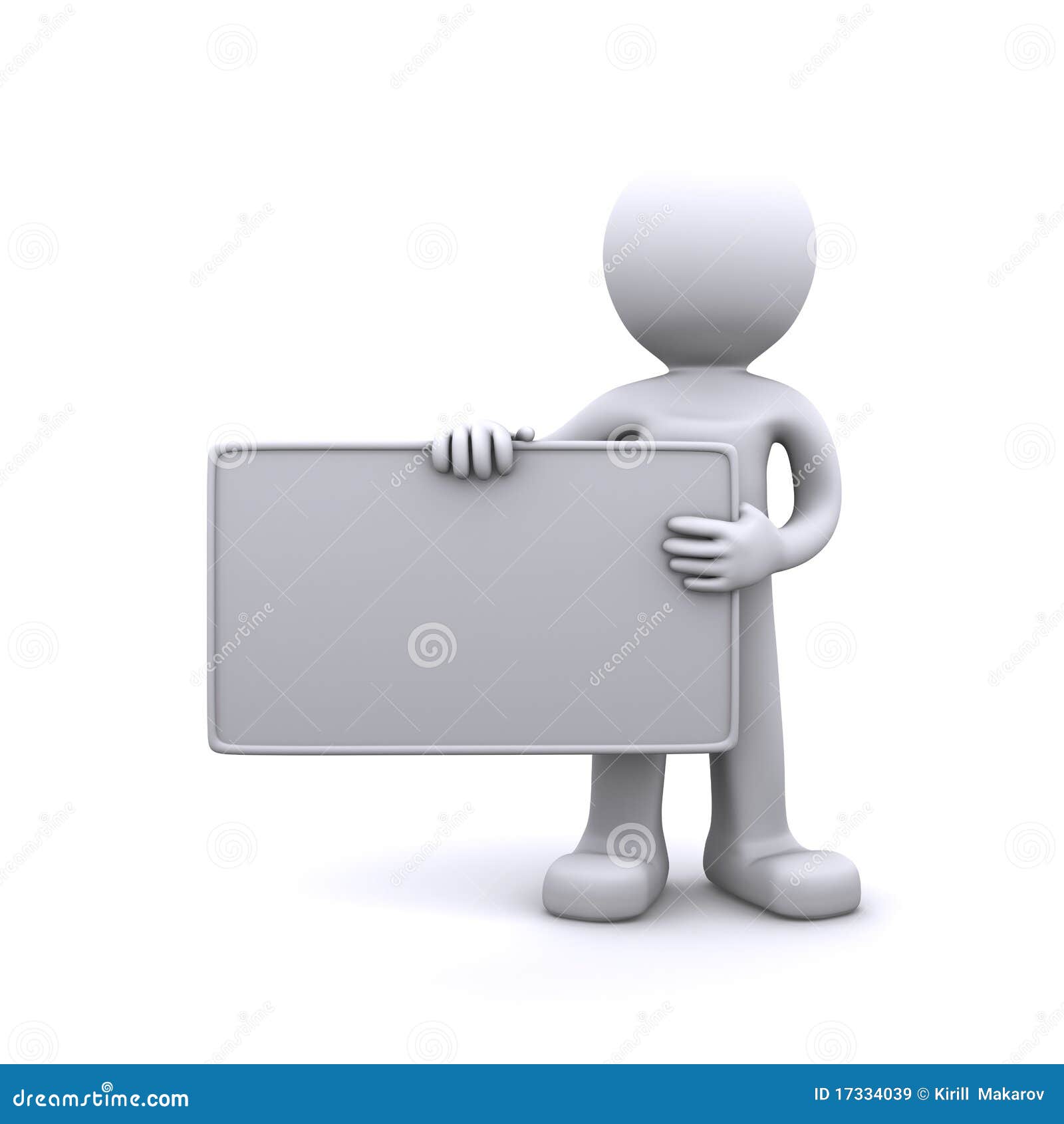 3D Man Holding a Blank Board Stock Illustration - Illustration of idea ...