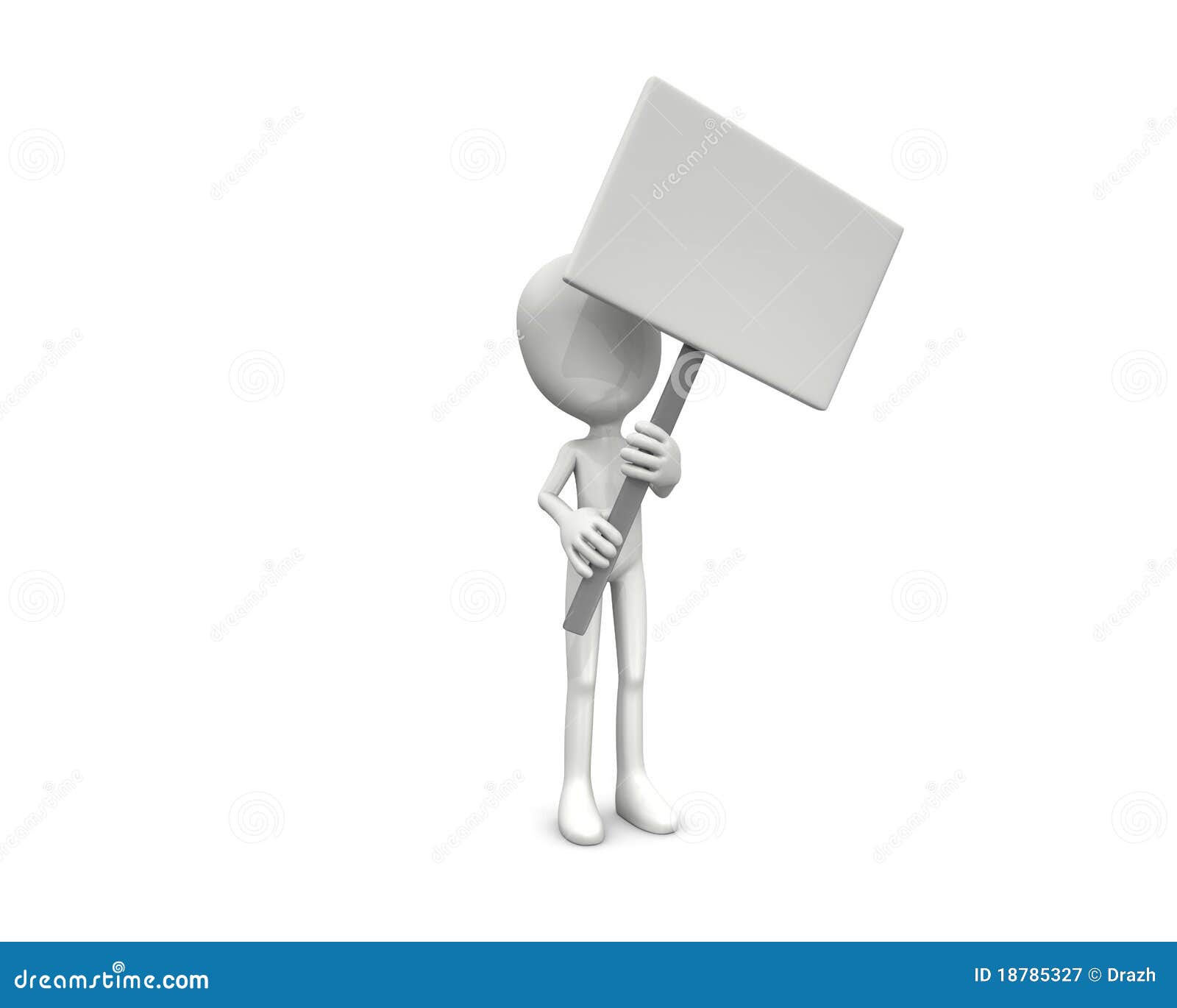 3D Man Holding a Blank Board Stock Illustration - Illustration of sign ...