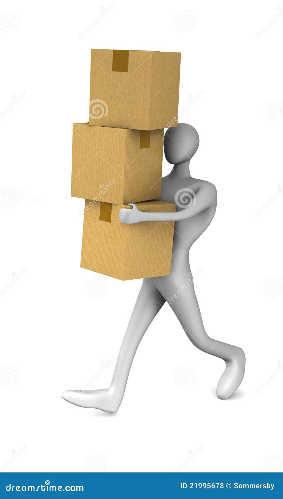 3d Man Holding a Cardboard Boxes Stock Illustration - Illustration of ...