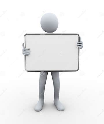 3d man holding empty board stock illustration. Illustration of ...