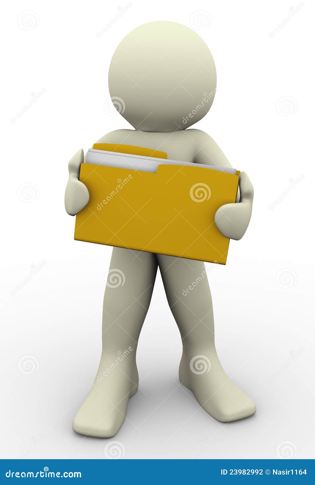 3d man holding folder stock illustration. Illustration of business ...