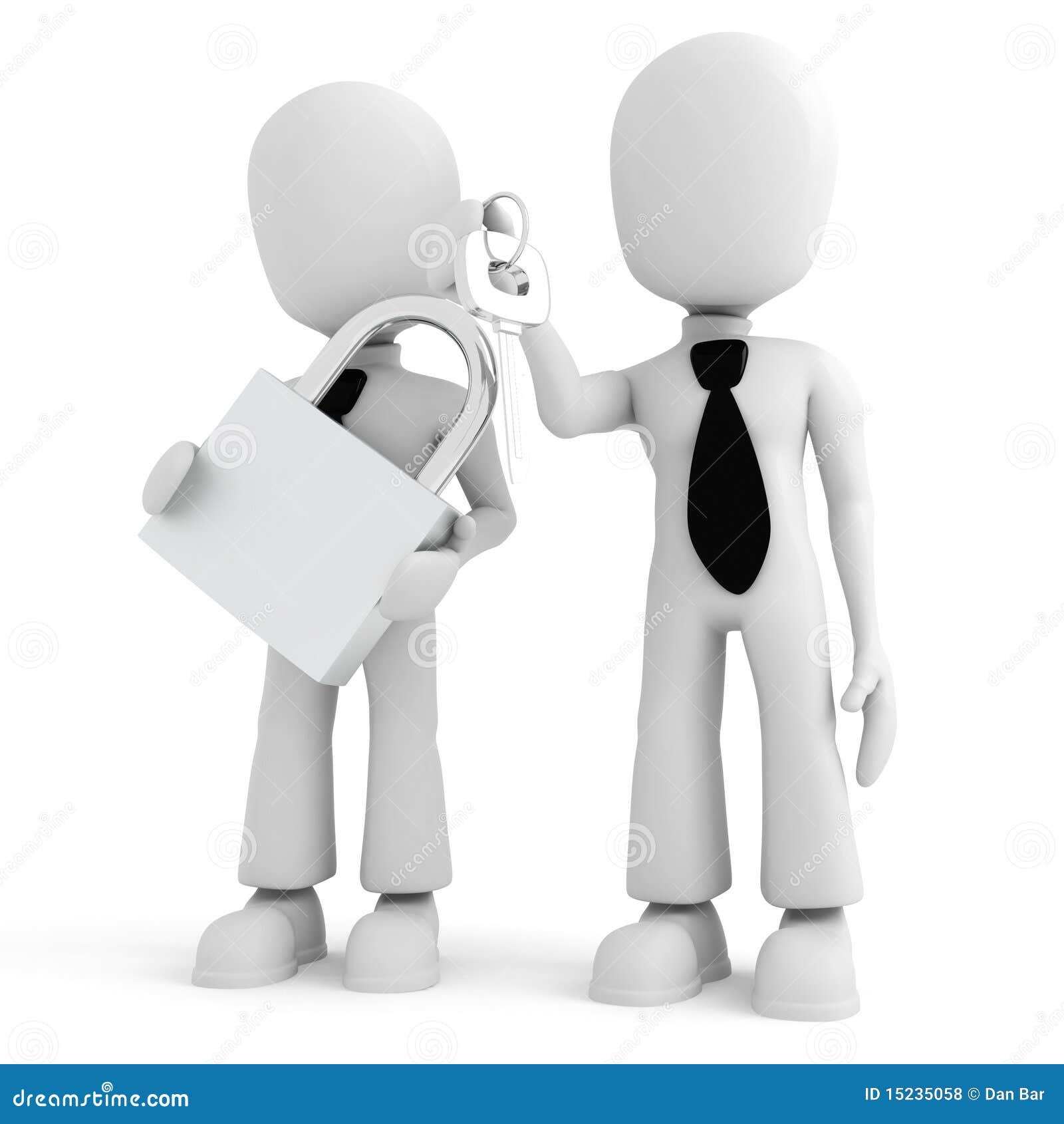 3d Man Holding a Key Isolated on White Stock Illustration ...