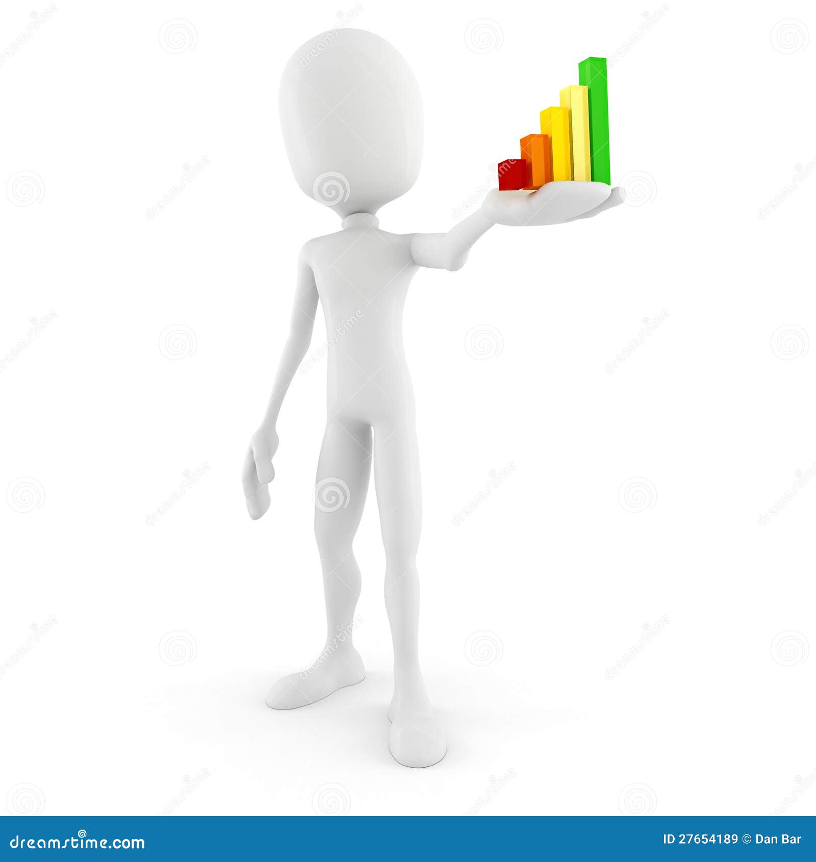 3d Man Holding a Mini Graph Stock Illustration - Illustration of ...