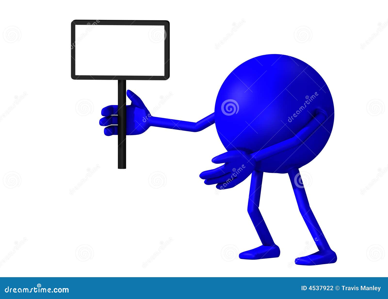 3d Man Holding a Sign stock illustration. Illustration of computer ...