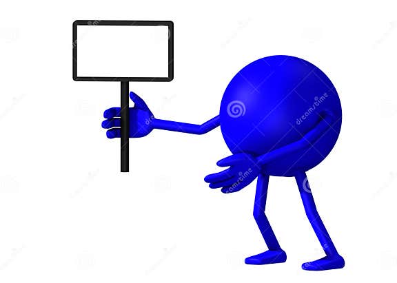3d Man Holding a Sign stock illustration. Illustration of computer ...