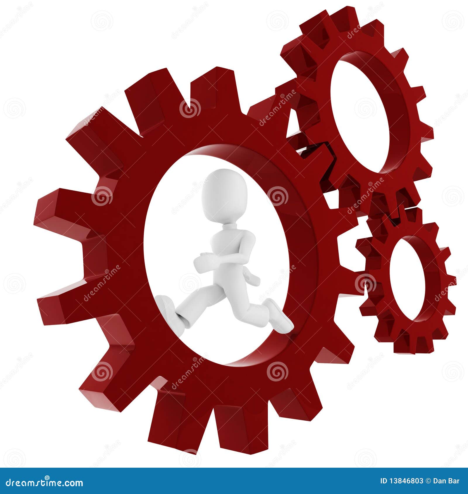 3d man inside a gear wheel stock illustration. Illustration of business ...