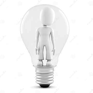 3d man inside a light bulb stock illustration. Illustration of ...