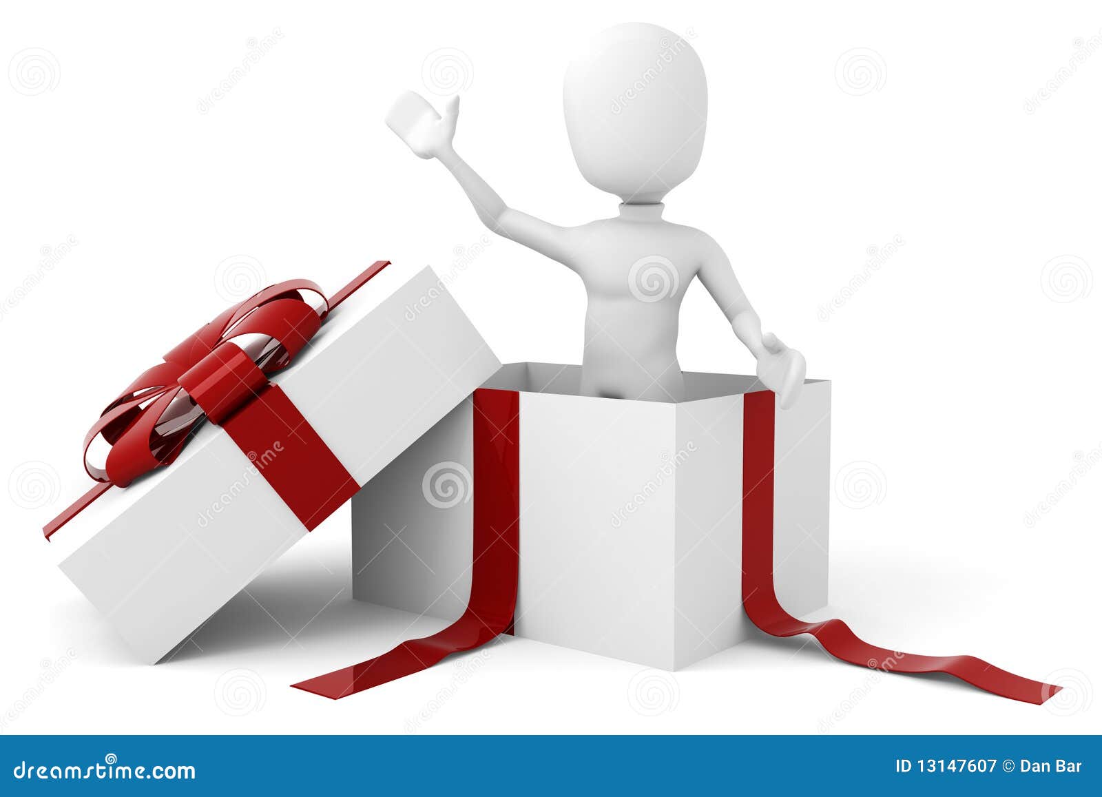 3d Man Inside a Present Box Stock Illustration - Illustration of ...