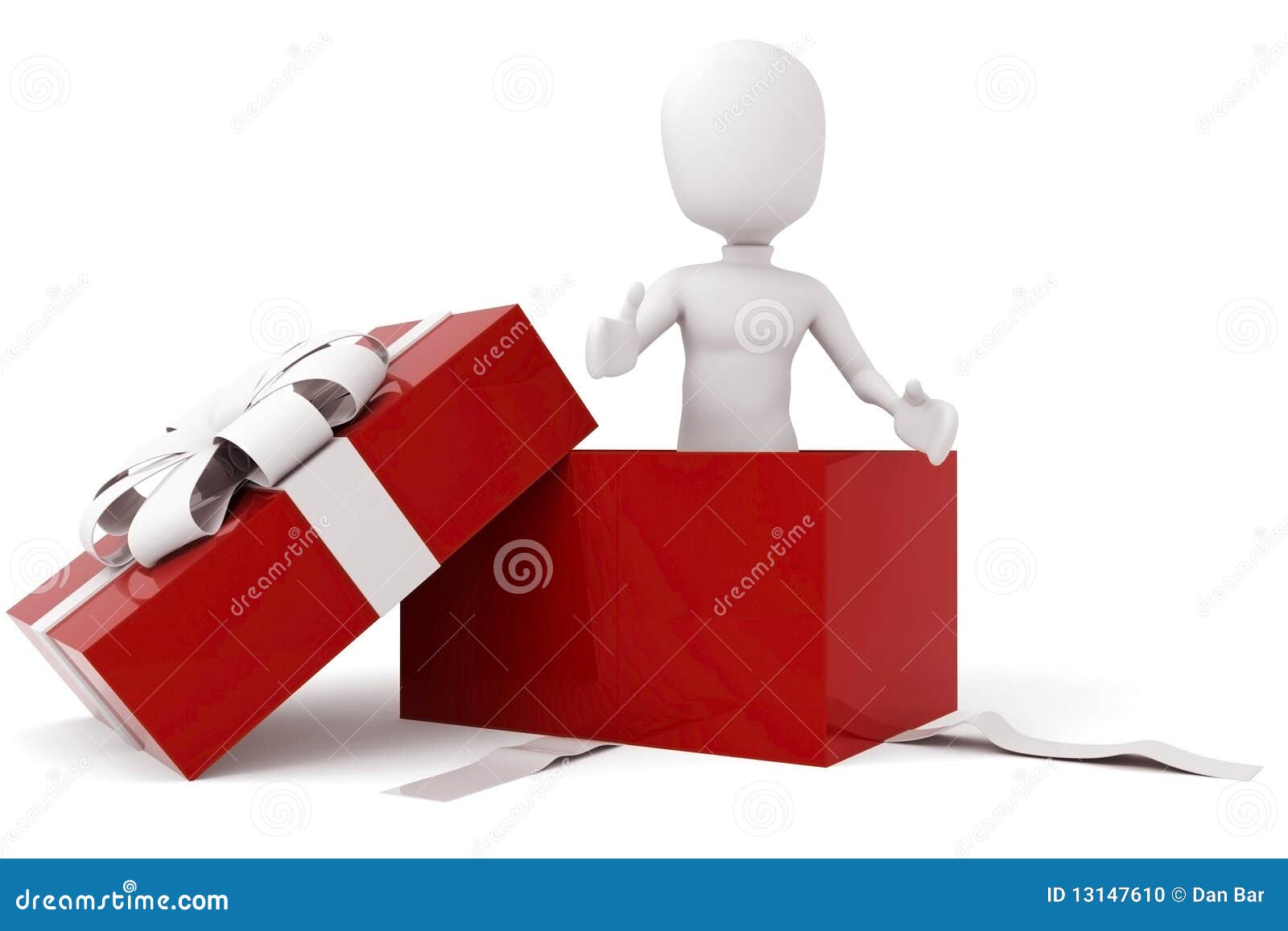 3d Man Inside a Present Box Stock Illustration - Illustration of human ...