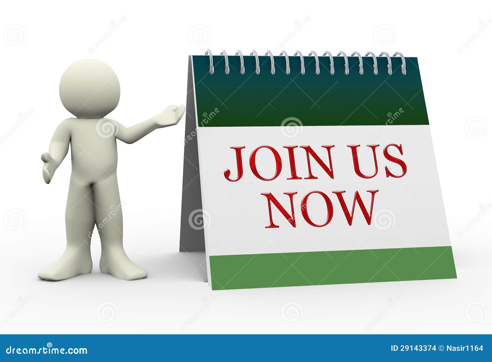 3d Man and Join Us Calender Stock Illustration - Illustration of person ...