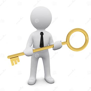 3D man with a key stock illustration. Illustration of leaning - 17939729