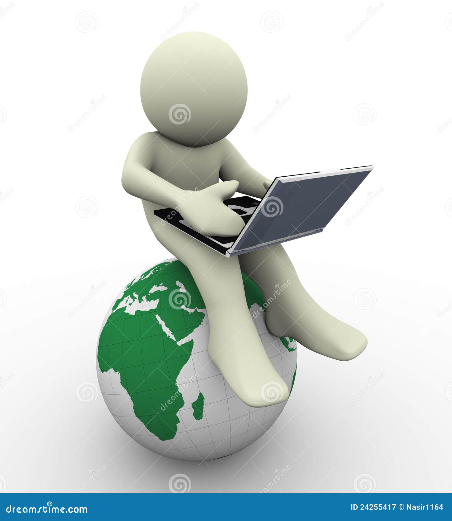 3d man with laptop stock illustration. Illustration of keyboard - 24255417