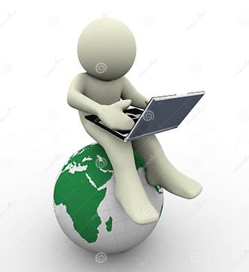 3d man with laptop stock illustration. Illustration of keyboard - 24255417