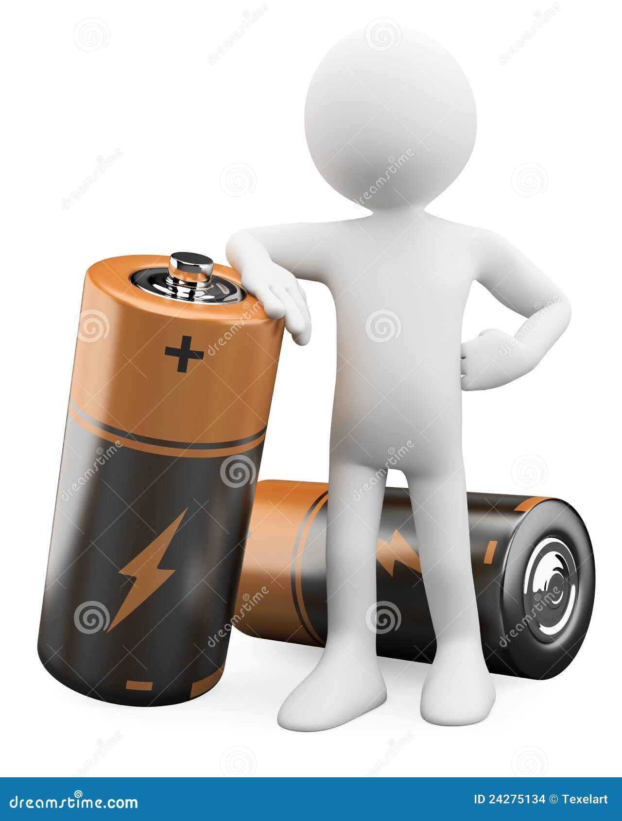 3D Man Leaning On A Battery Royalty-Free Stock Image | CartoonDealer ...