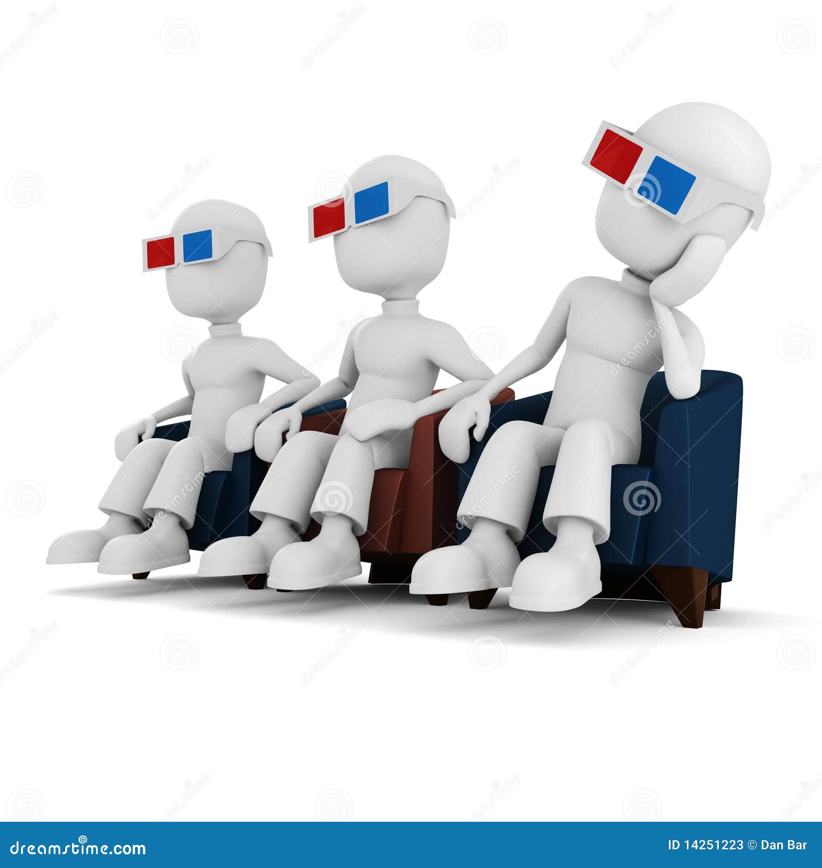 3d Man Living the 3d Movie Experience Stock Illustration - Illustration ...