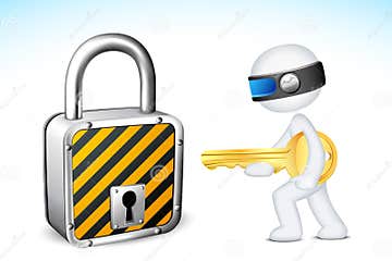 3d Man with Lock and Key stock vector. Illustration of metal - 23939599