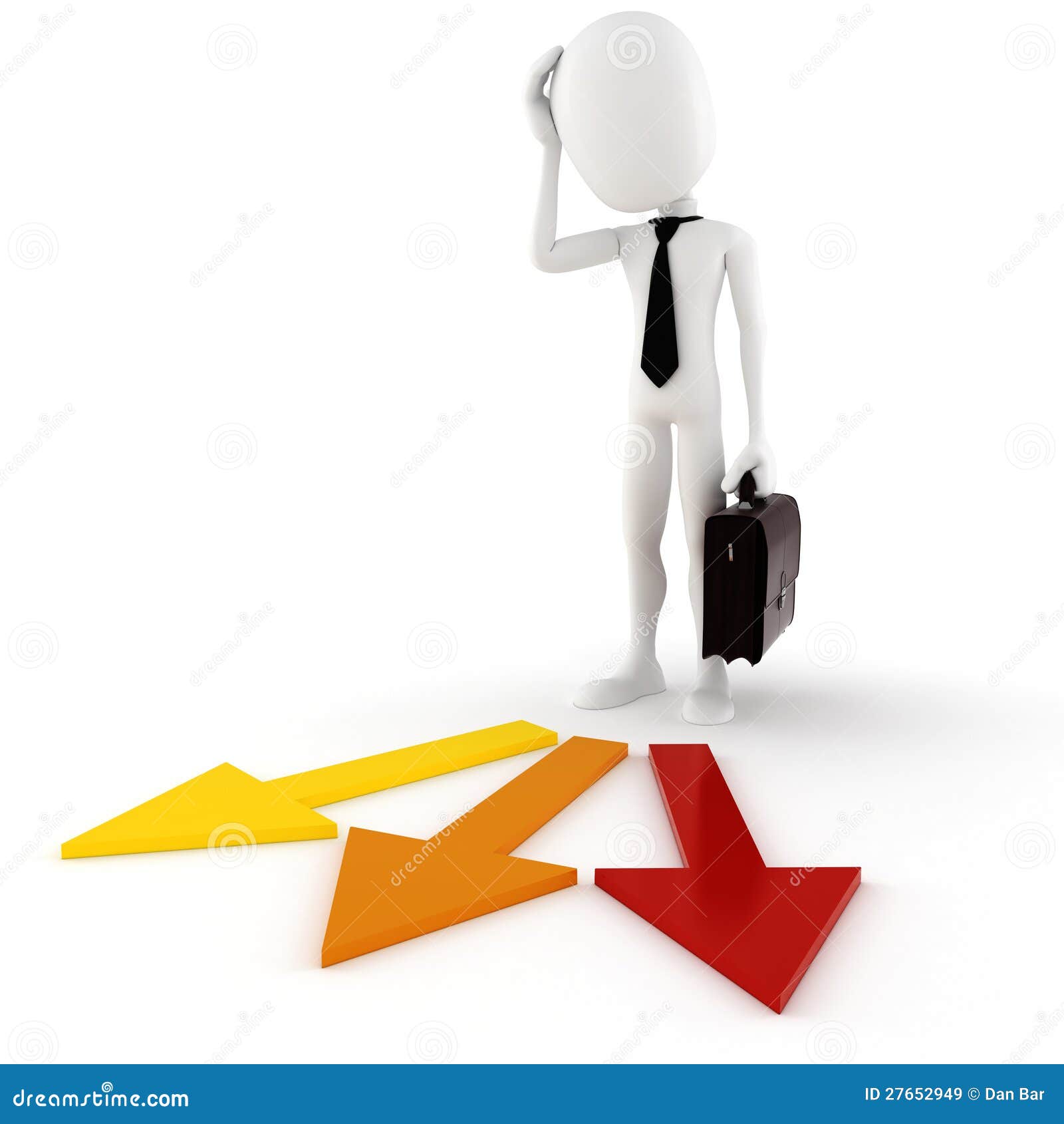 3d Man Looking for the Best Way Stock Illustration - Illustration of ...