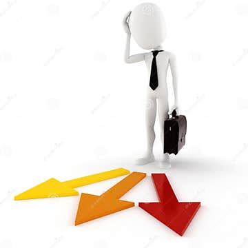 3d Man Looking for the Best Way Stock Illustration - Illustration of ...