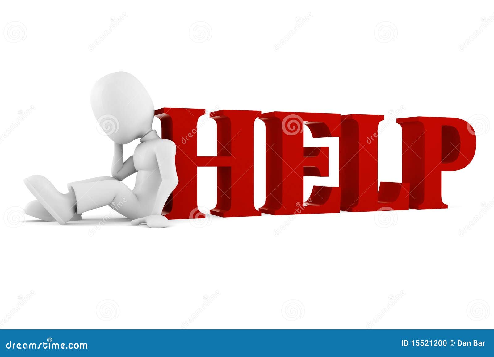 3d Man Looking for Help Isolated on White Stock Illustration ...