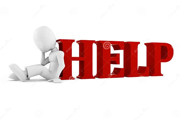 3d Man Looking for Help Isolated on White Stock Illustration ...
