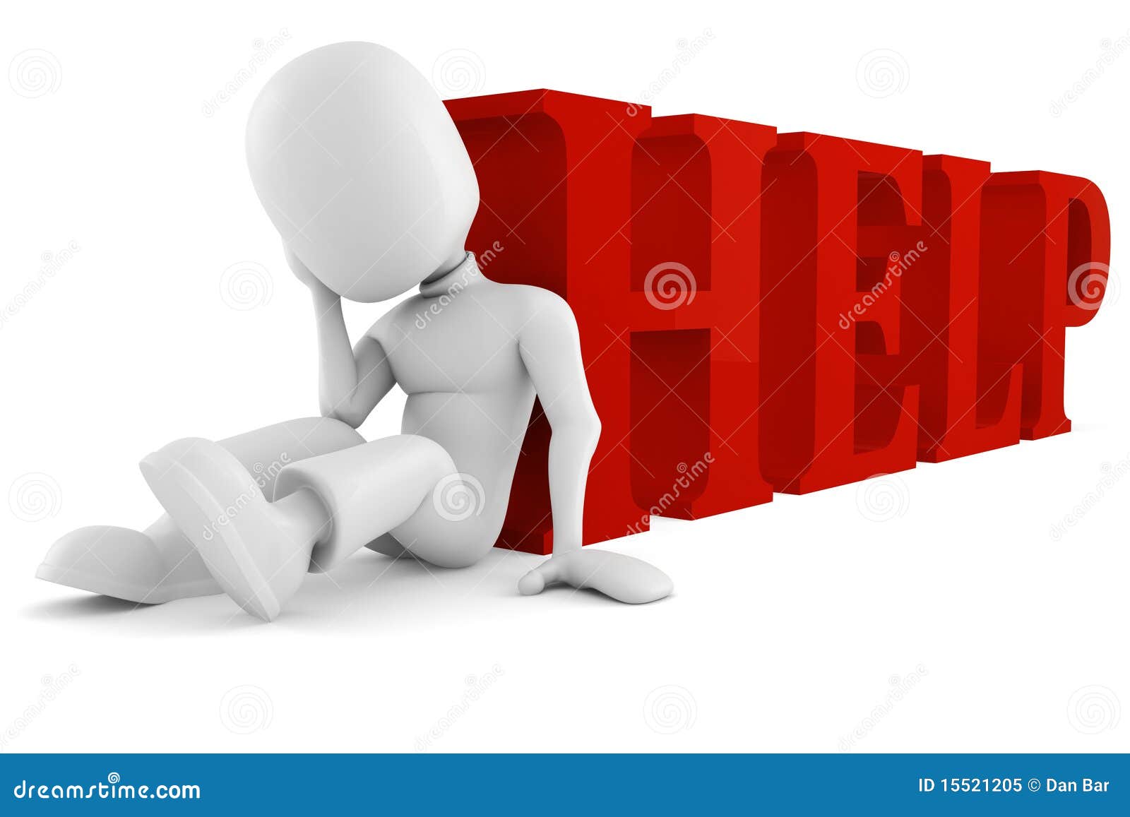 3d Man Looking for Help Isolated on White Stock Illustration ...
