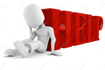 3d Man Looking for Help Isolated on White Stock Illustration ...