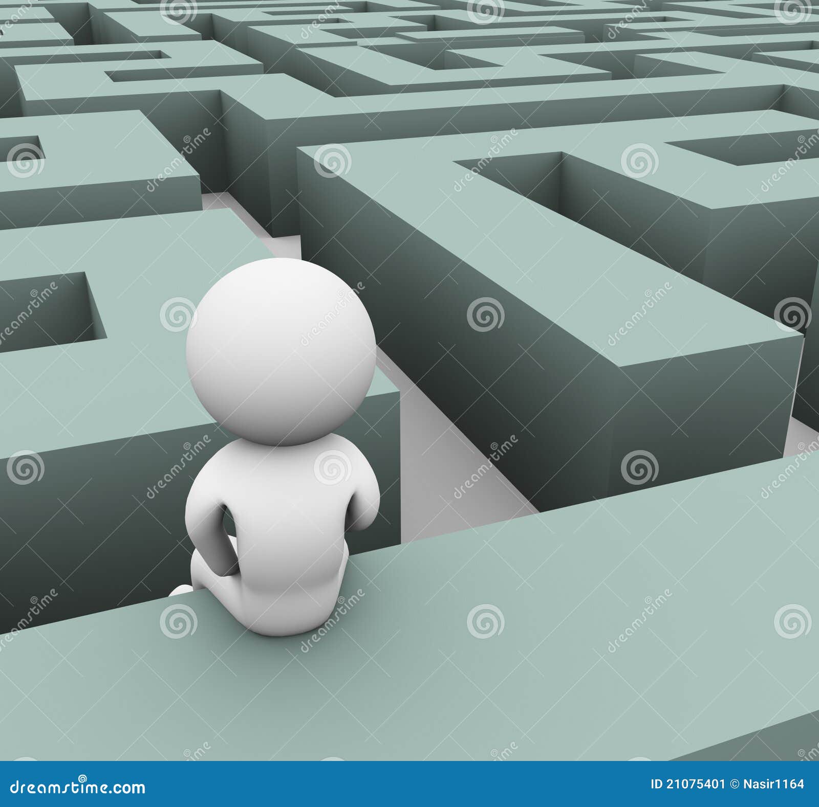 3d man lost in maze stock illustration. Illustration of information ...