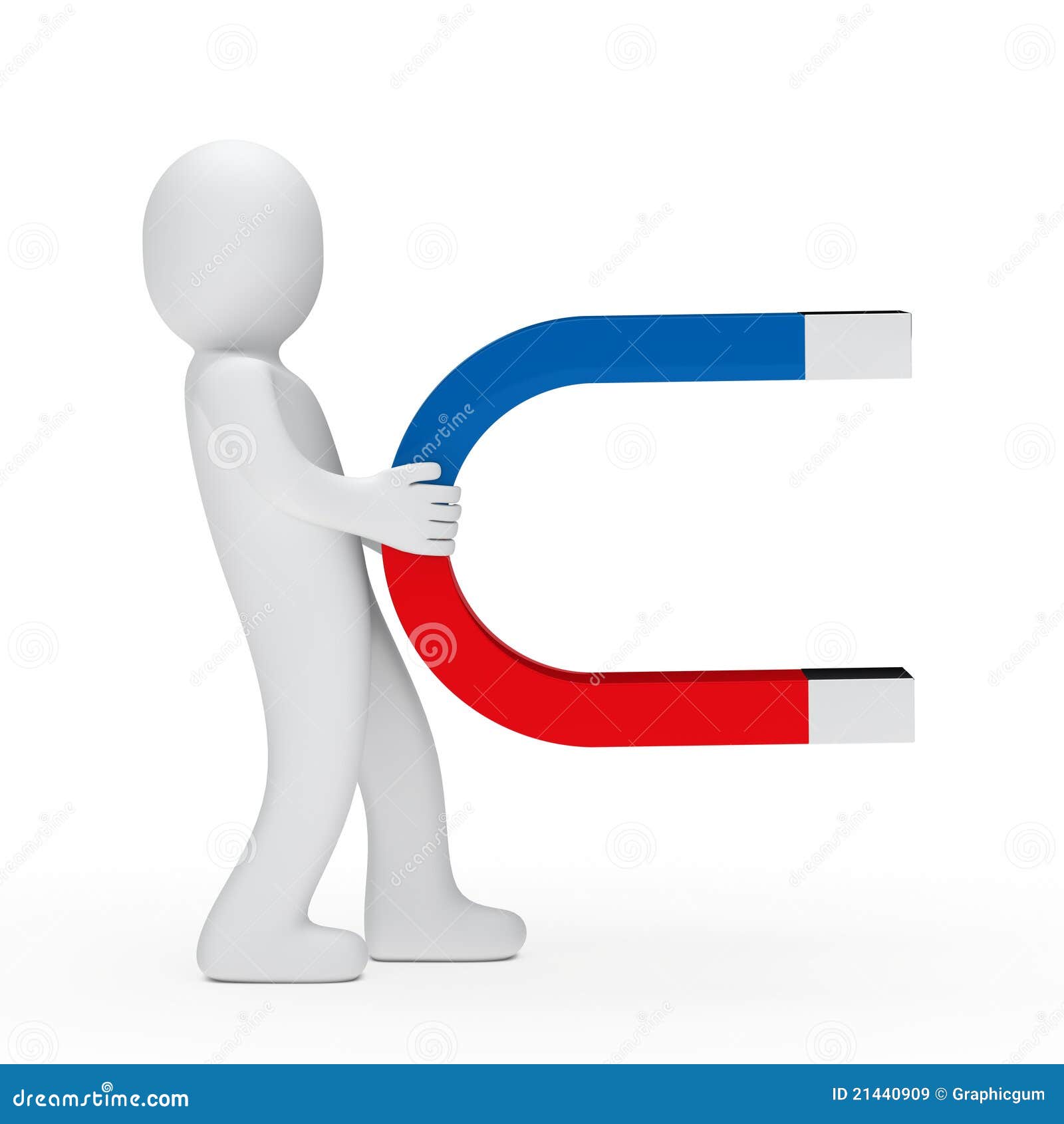 3d man with magnet stock illustration. Illustration of field - 21440909