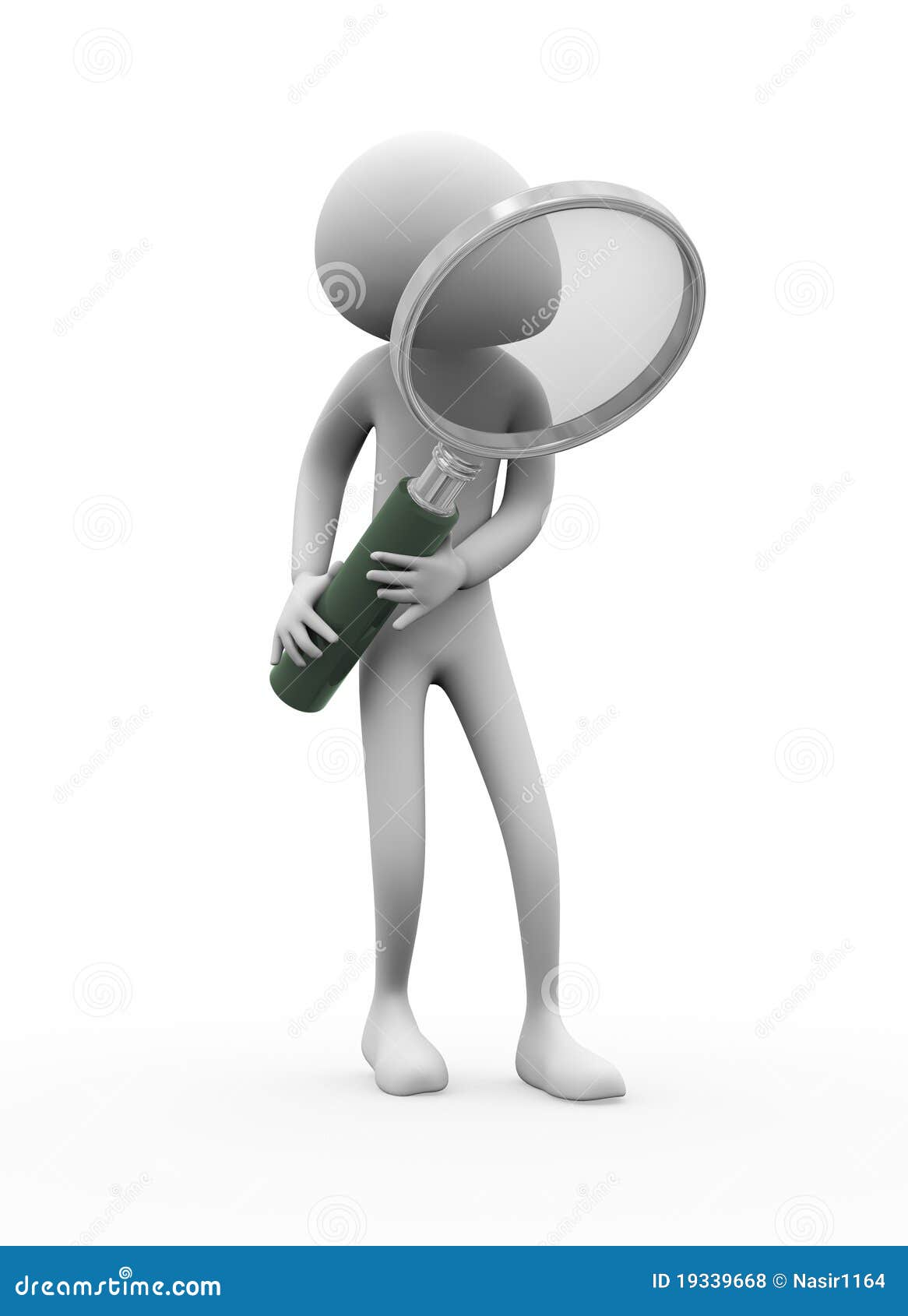 3d Man With Magnifying Glass Stock Illustration Illustration Of Glass