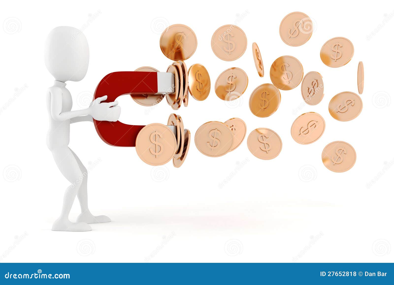 3d Man Money Magnet Concept Stock Illustration - Illustration of render ...