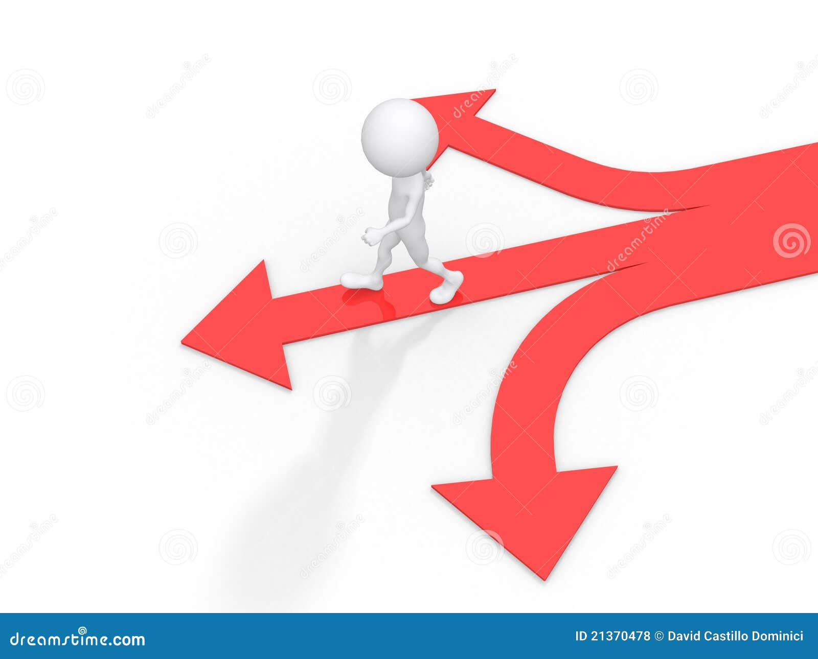 3d Man With Multiple Arrow Paths Isolated On White Royalty-Free Stock ...