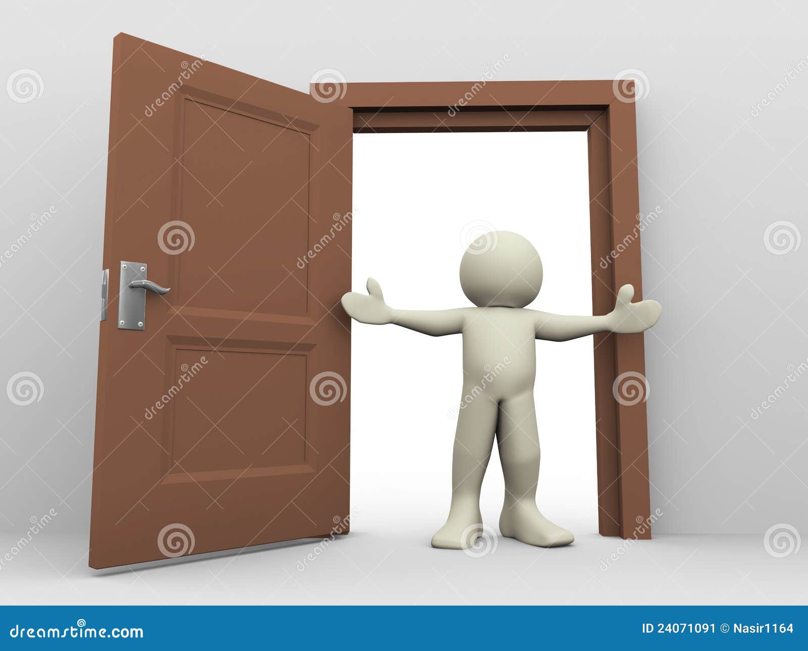 3d man and open door stock illustration. Illustration of render - 24071091