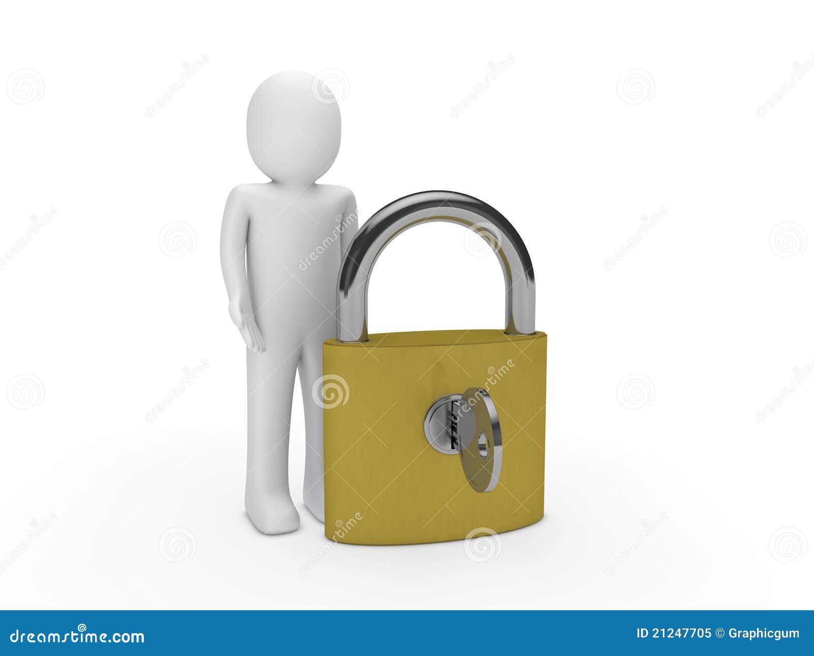 3d man padlock key stock illustration. Illustration of people - 21247705