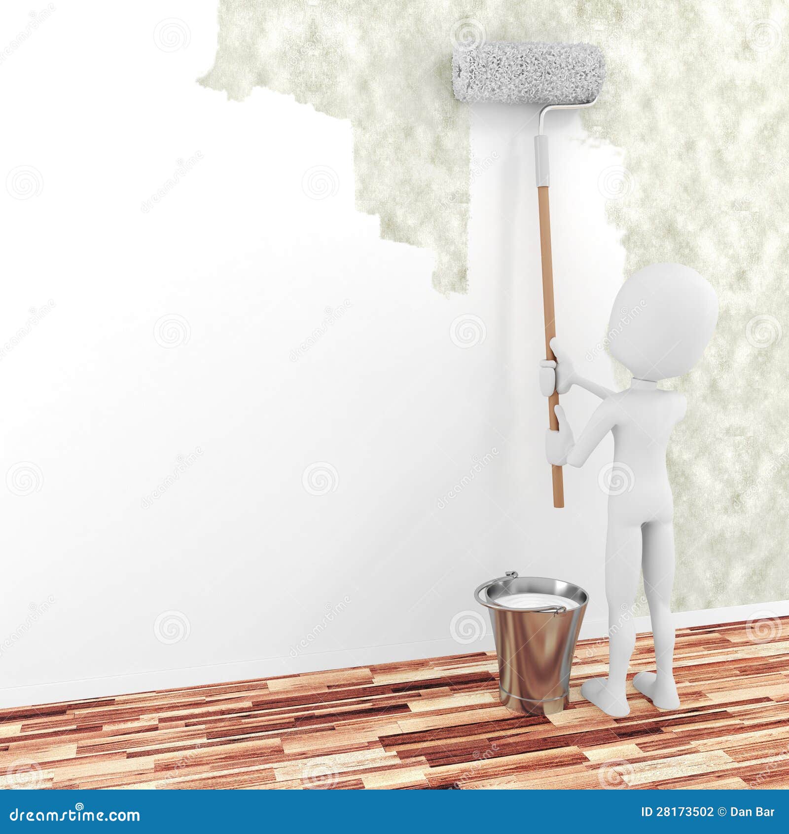 3d man painting a wall stock illustration. Illustration of color - 28173502