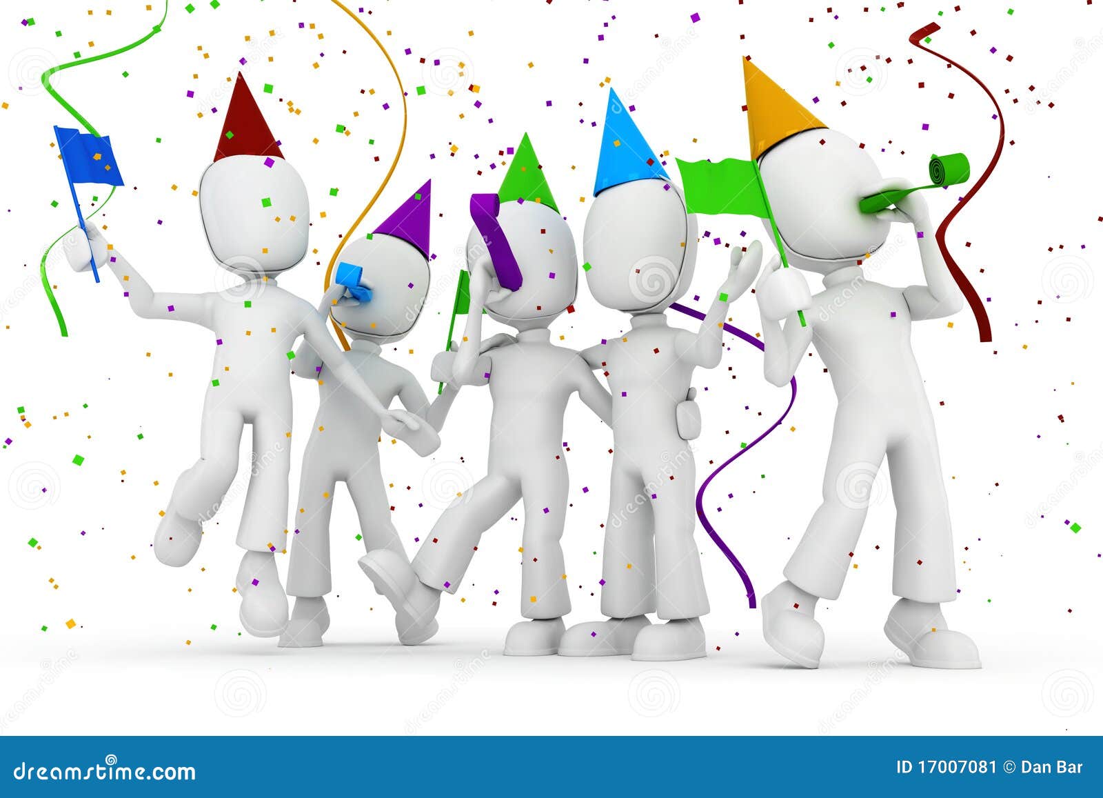 3d Man Party, Isolated on White Background Stock Illustration ...