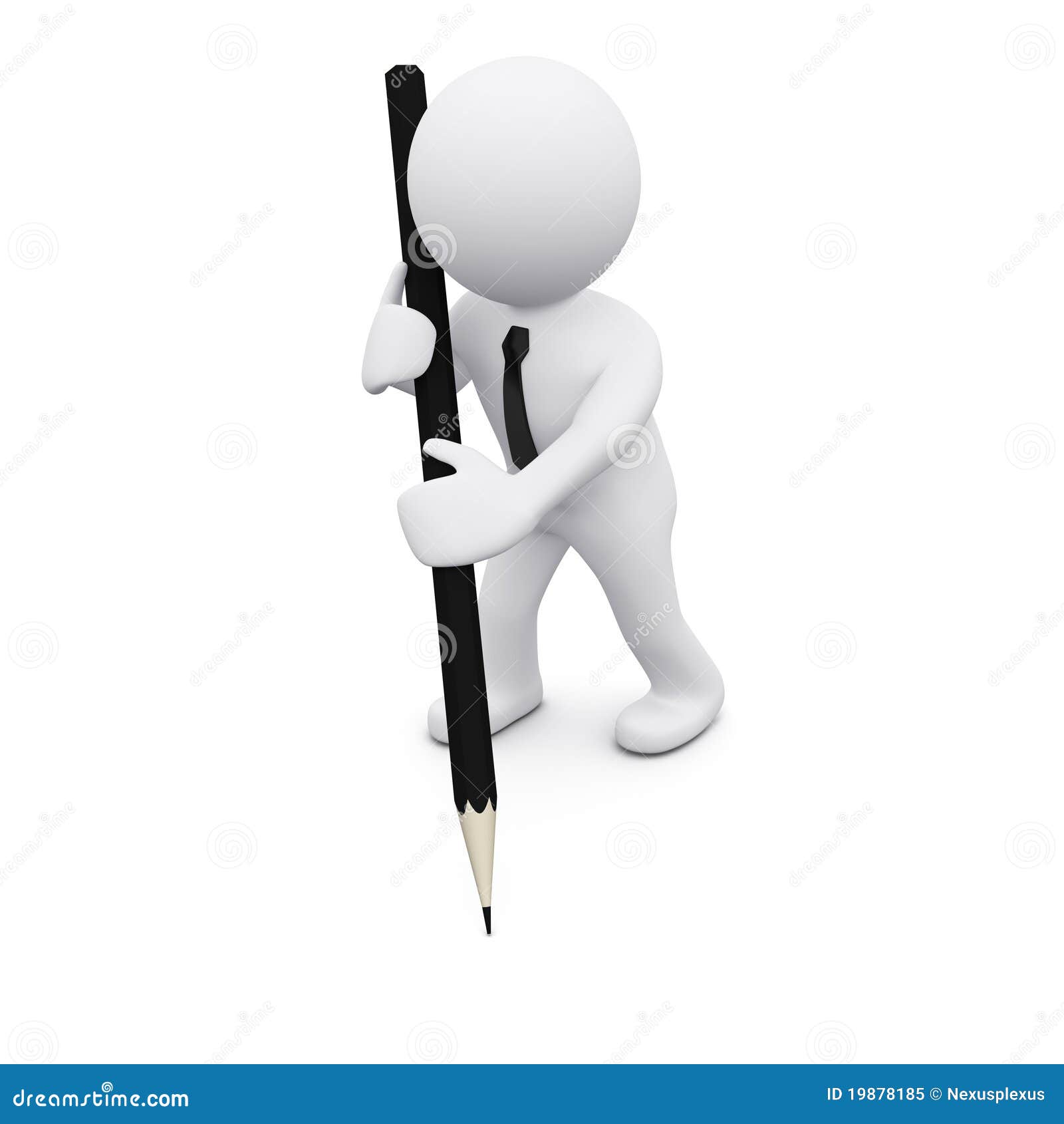 3d Man Writing In Book