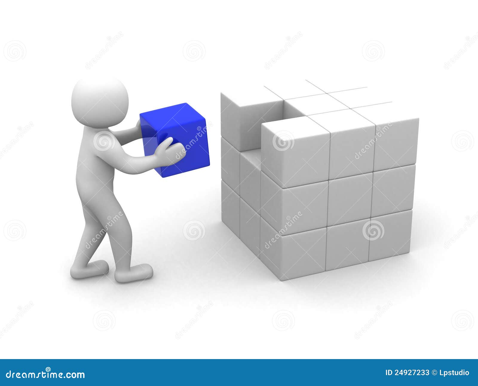 3d man - people with cubes stock illustration. Illustration of last ...