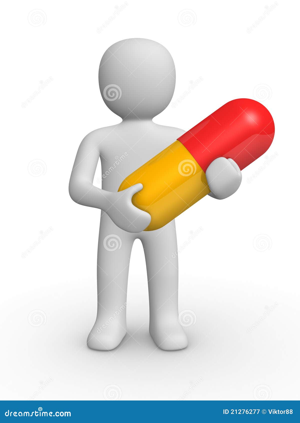 3d man with a pill stock illustration. Illustration of help - 21276277