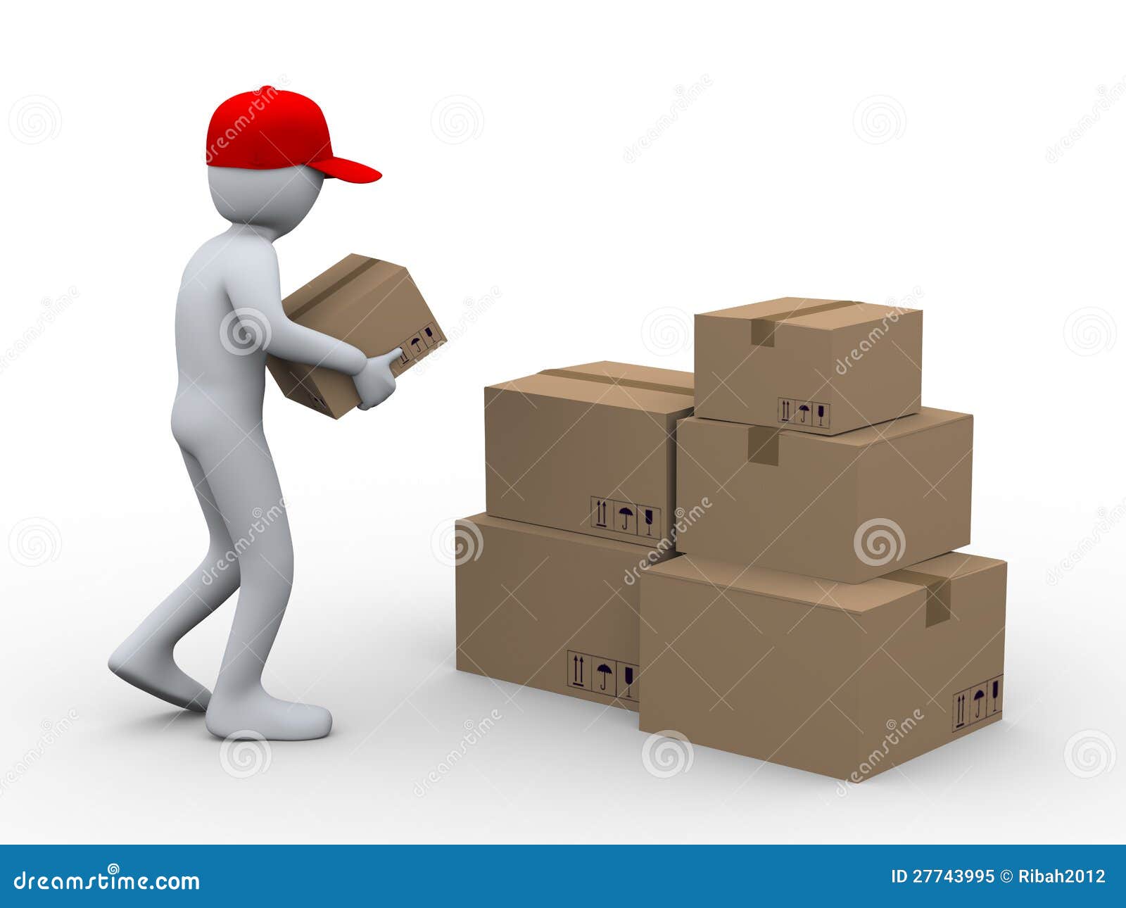 3d Man Placing Parcel Boxes Stock Illustration - Illustration of ...