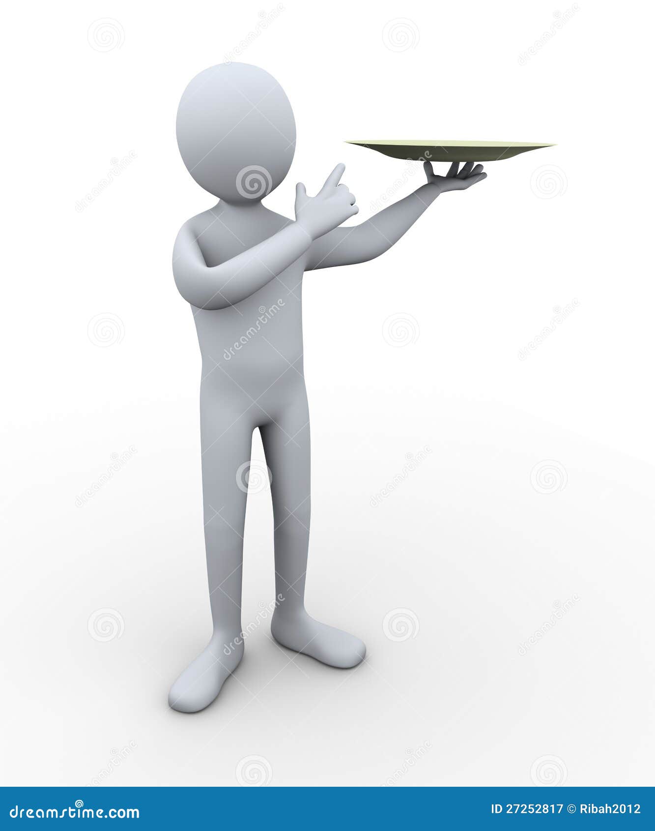 3d man with plate stock illustration. Illustration of character - 27252817