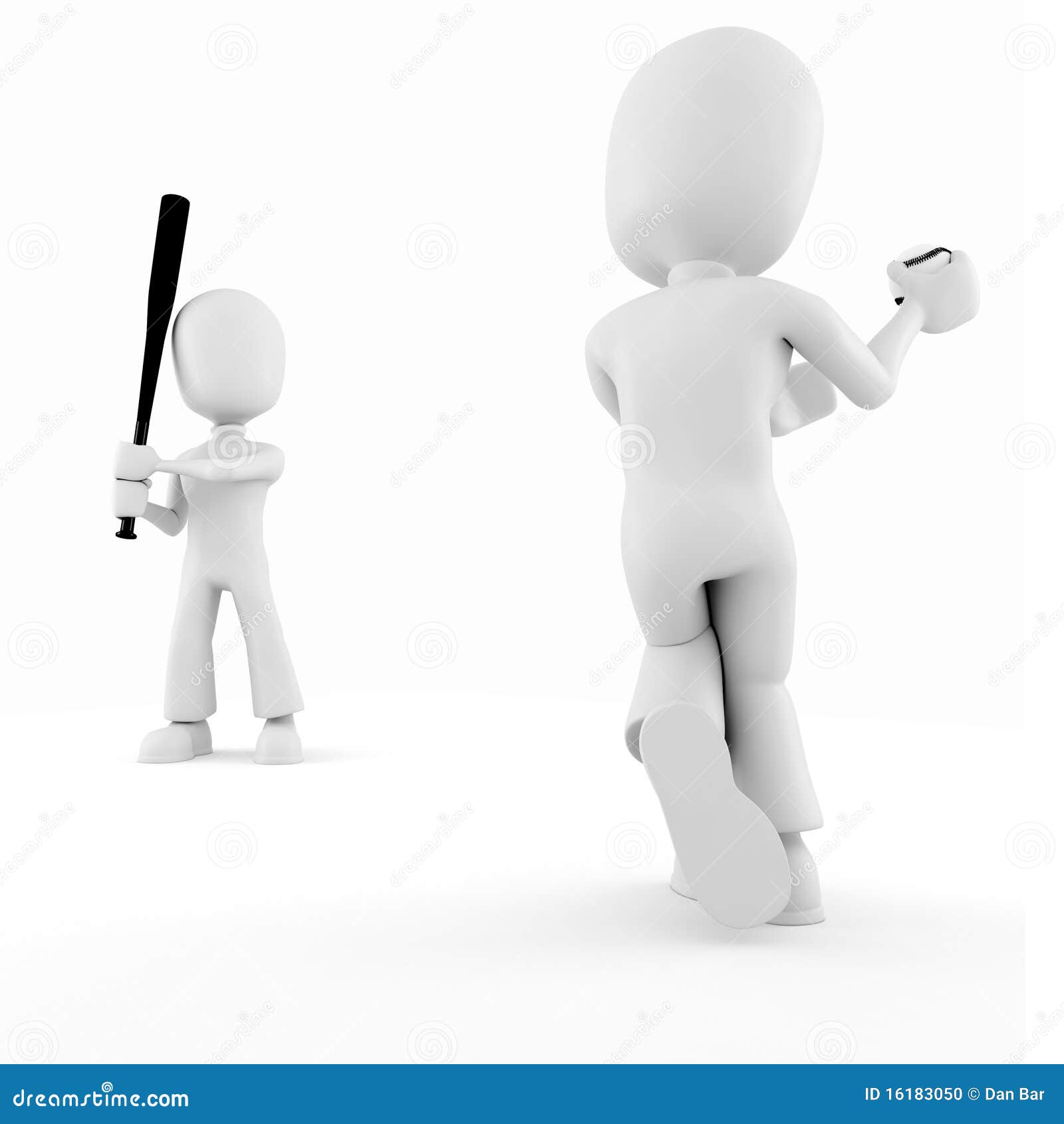 3d Man Playing Baseball - Isolated on White Stock Illustration ...