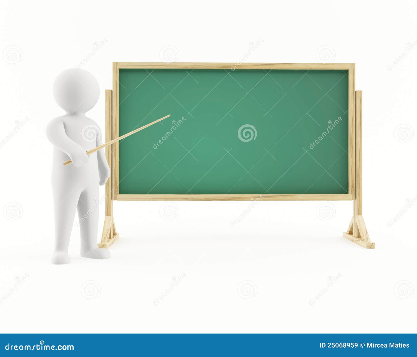 3D Man Pointing at a Chalkboard Stock Illustration - Illustration of ...