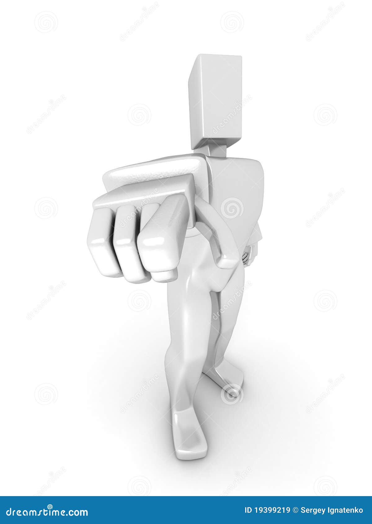 3D Man Pointing Forward Front View Stock Illustration - Illustration of ...
